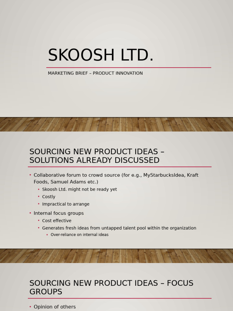 Skoosh Ltd. Product Innovation Strategies | PDF | Focus Group | Supply ...