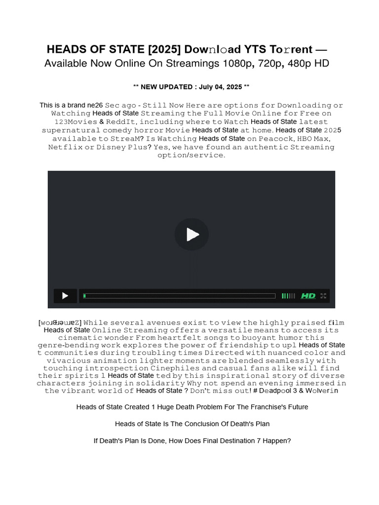 Heads of State Playmedia 006 | PDF