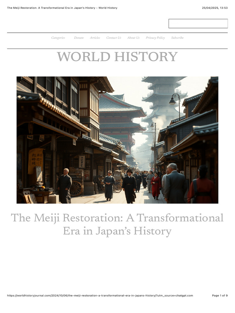 The Meiji Restoration: A Transformational Era in Japan's History ...