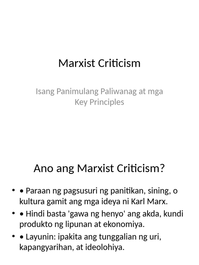 Marxist Criticism Presentation | PDF