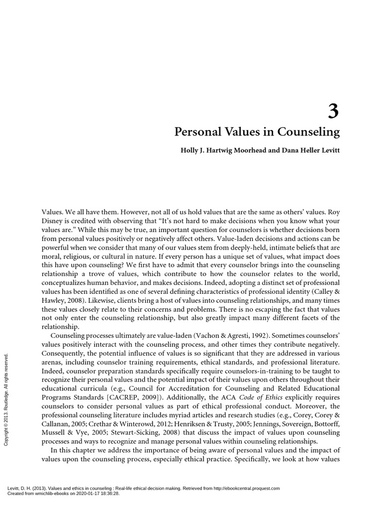 Impact of Personal Values in Counseling | PDF | Counseling Psychology ...