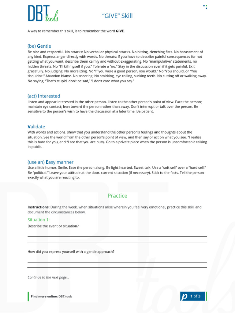Interpersonal-Effectiveness Give | PDF | Psychology | Psychological ...