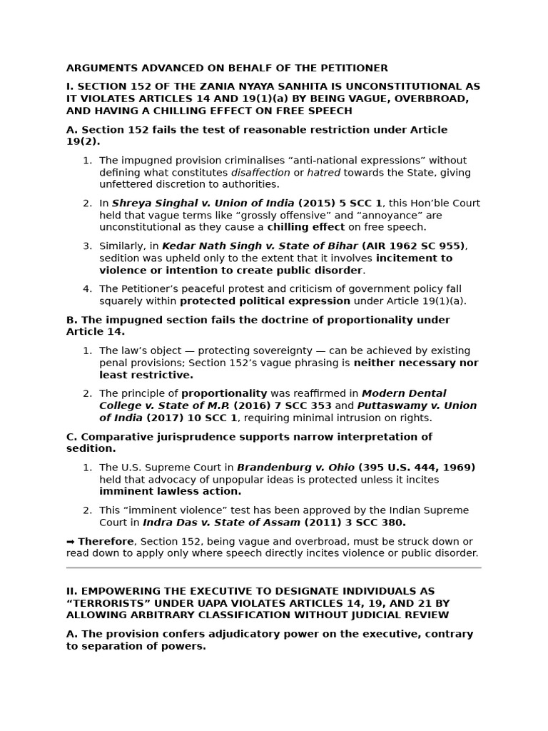 Arguments Advanced On Behalf of The Petitioner | PDF | Mapp V. Ohio ...
