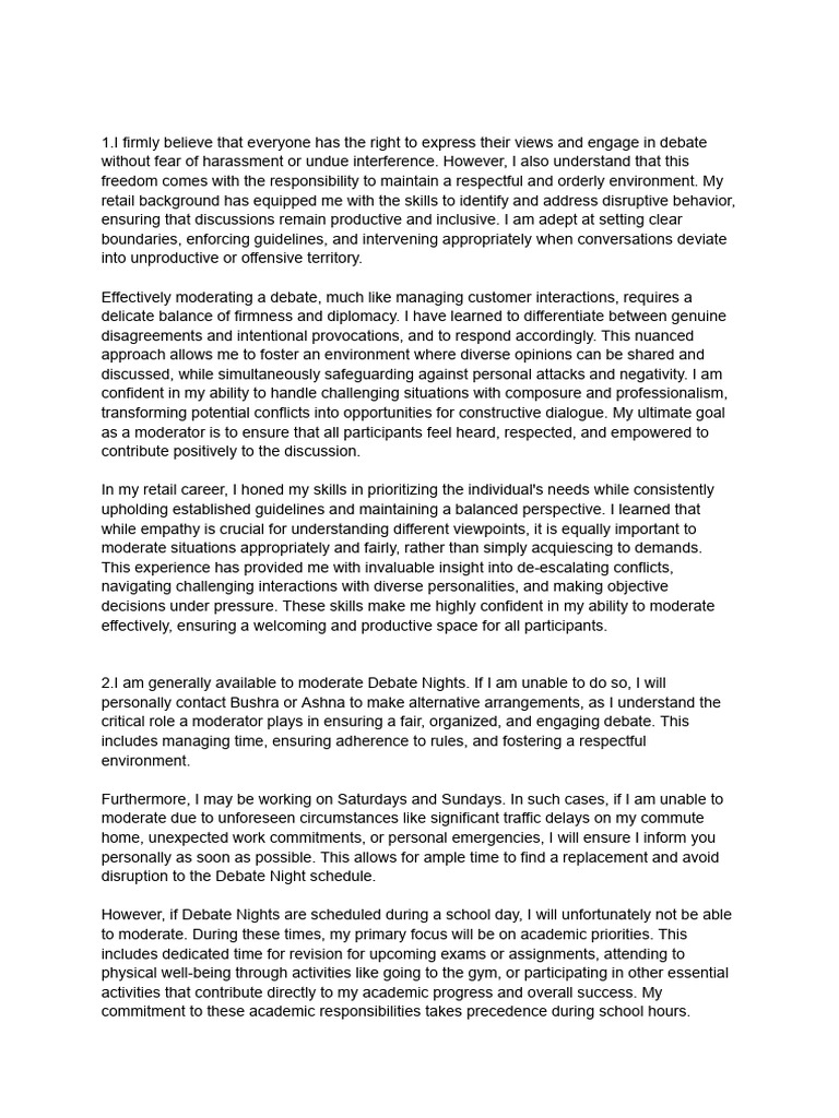 WEX Application (Moderator Role) | PDF | Conflict Resolution ...