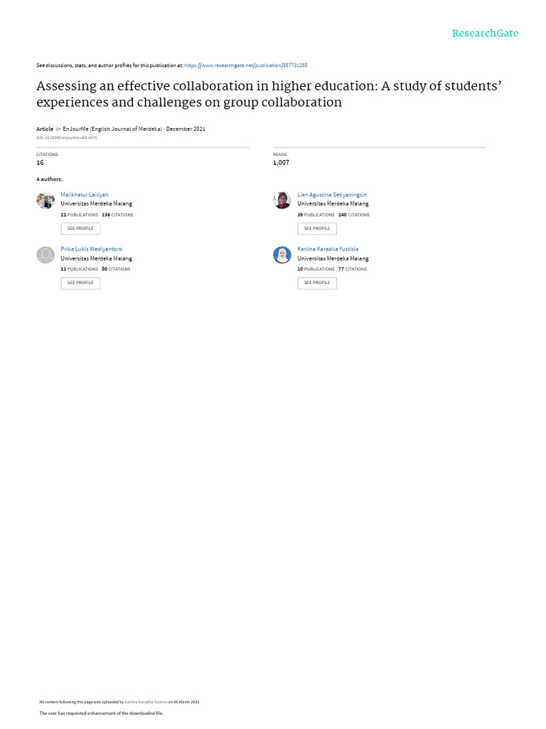 Assessing An Effective Collaboration in Higher Edu | PDF ...