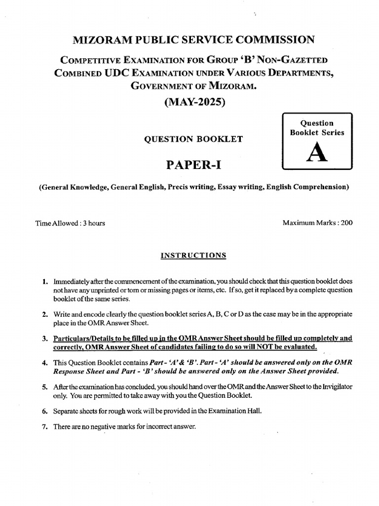 Udc Combined Paper I A May 2025 | PDF