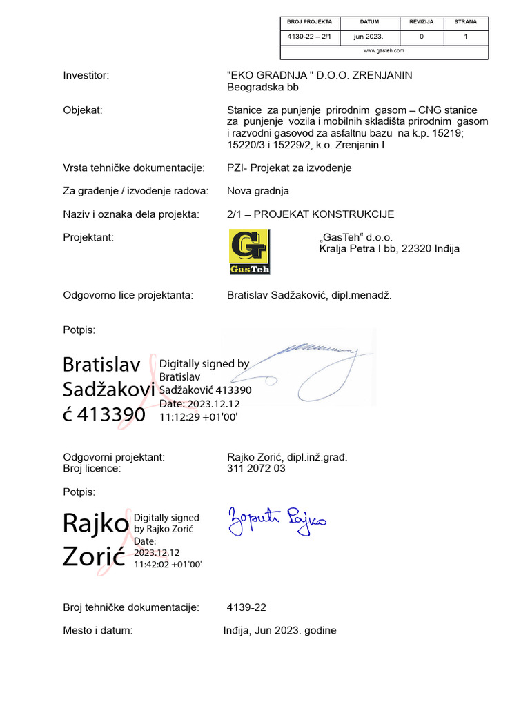 4139-2.1 - Projekat Konstrukcije E.P | PDF