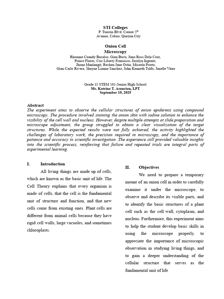 Onion Cell Micros | PDF | Staining | Cell (Biology)