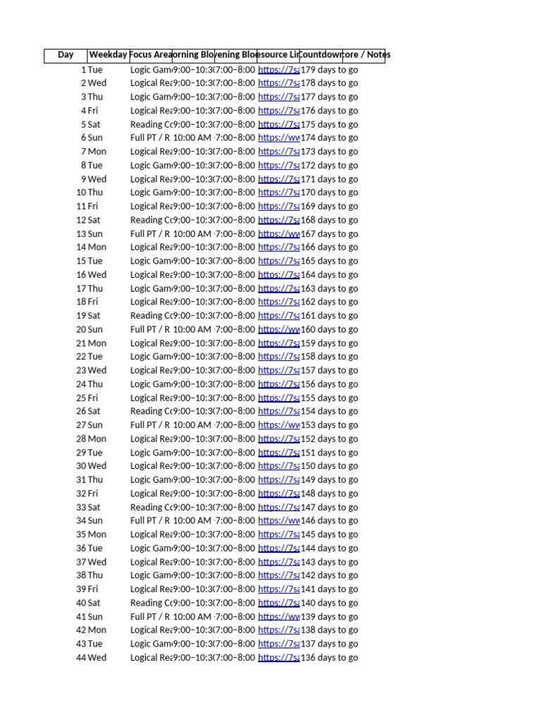 LSAT Study Schedule Overview | PDF