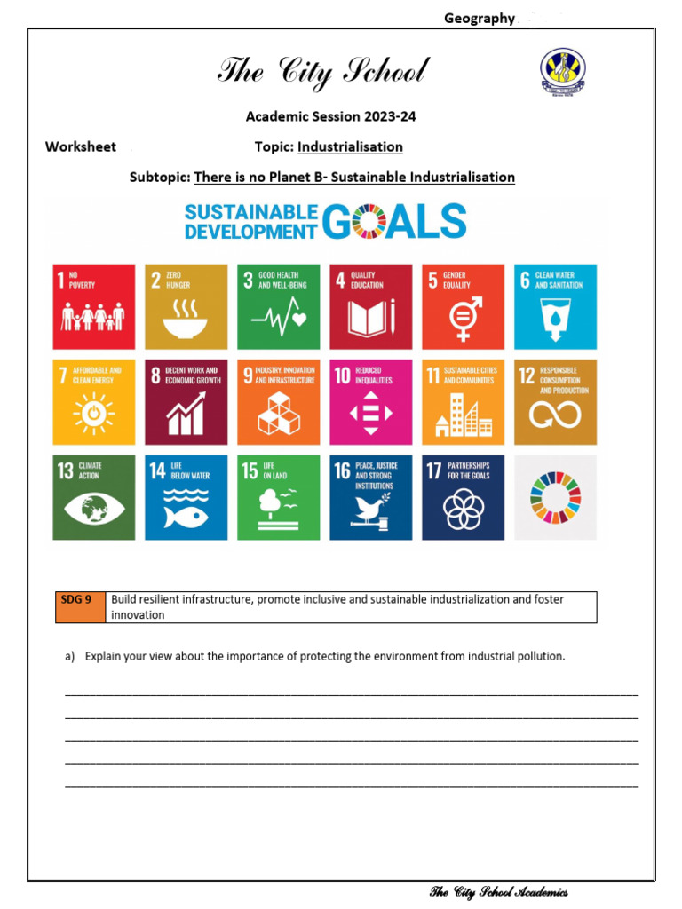 Worksheet 3-There Is No Planet B-Sustainable Industrialisation | PDF