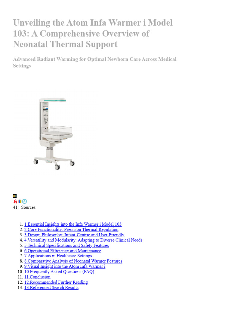 Atom Infa Warmer I Model 103 | PDF | Neonatal Intensive Care Unit | Infants