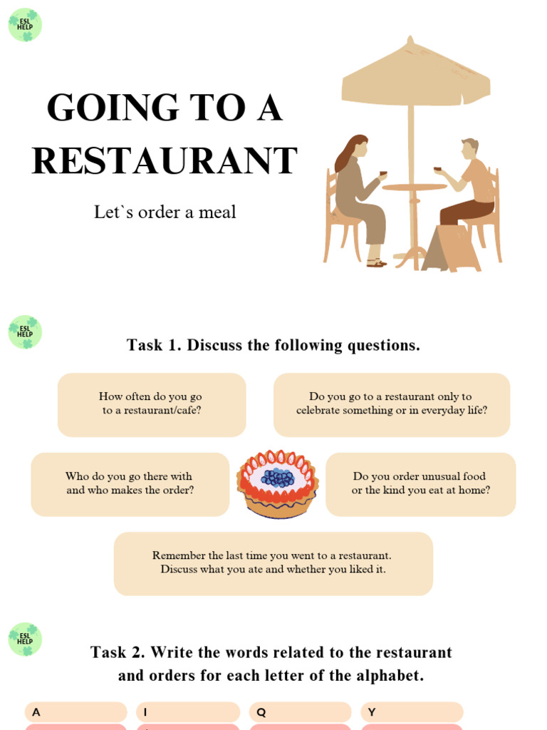 ESL Restaurant Vocabulary Guide | PDF | Hors D'oeuvre | Restaurants