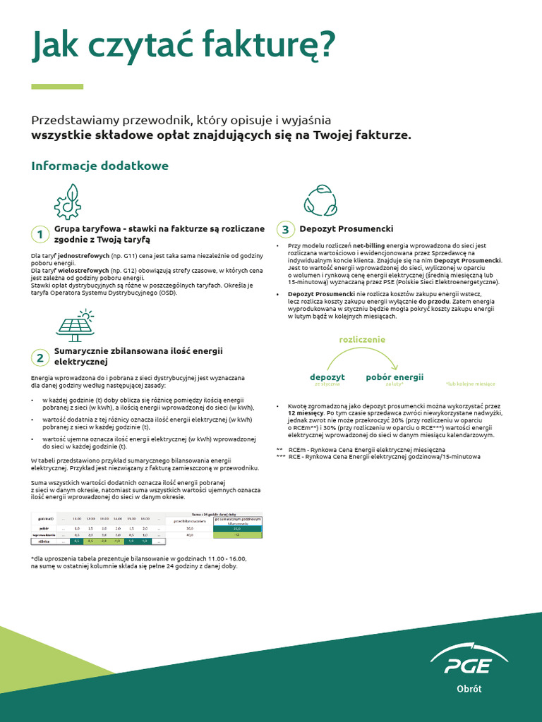 Jak Czytac Fakture W Modelu Net Billing | PDF
