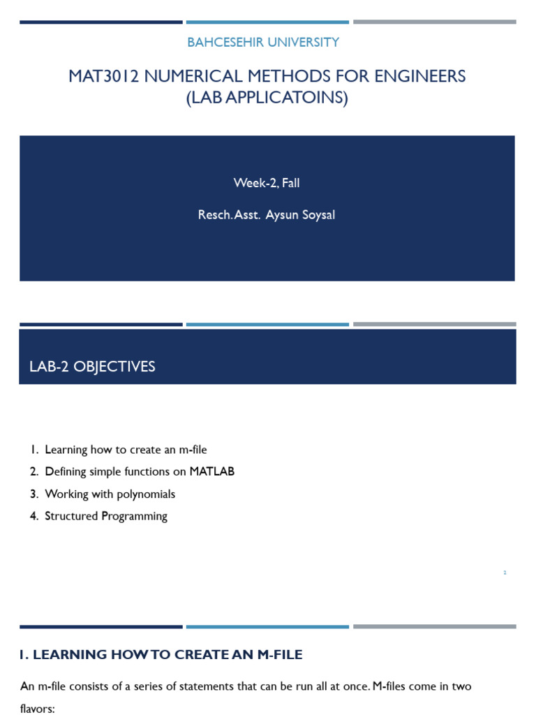 Numerical Analysis Lab Week 2 | PDF | Matlab | Control Flow