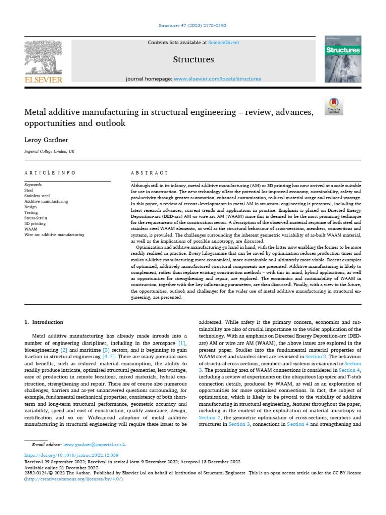 2023 MAM in Structural Engineering Leroy Gardner | PDF | Fatigue ...