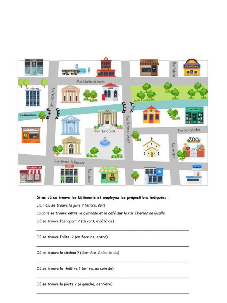 Activite Avec Les Prepositions de Lieux Et Ville | PDF