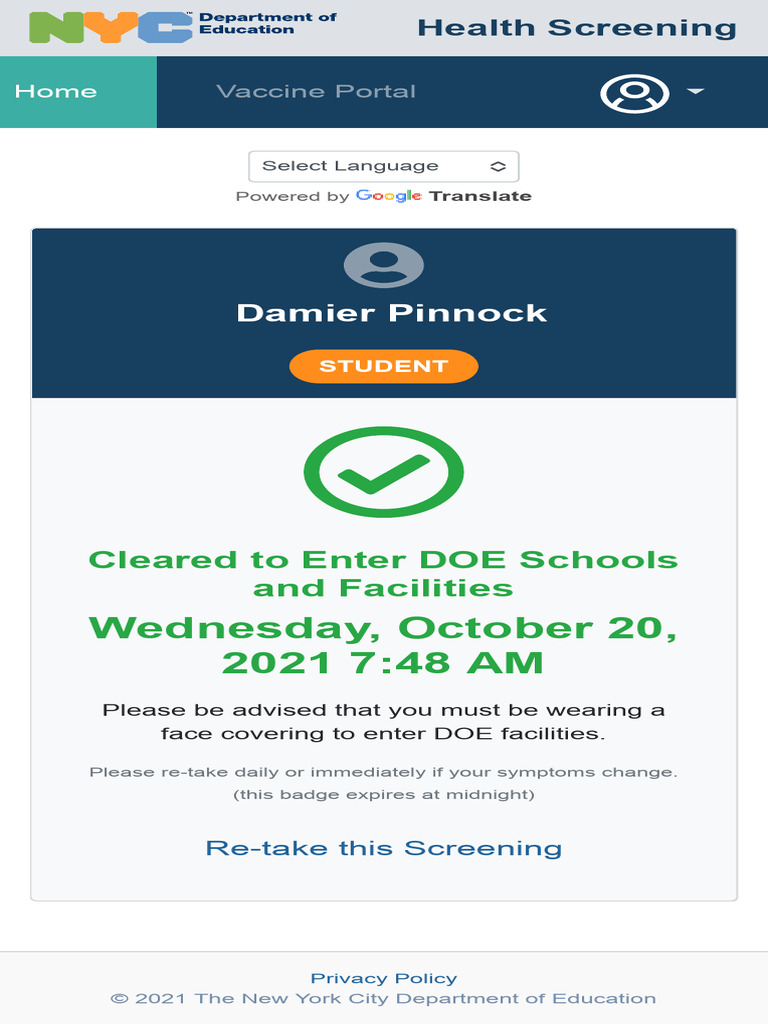 DOE Health Screening Guidelines | PDF