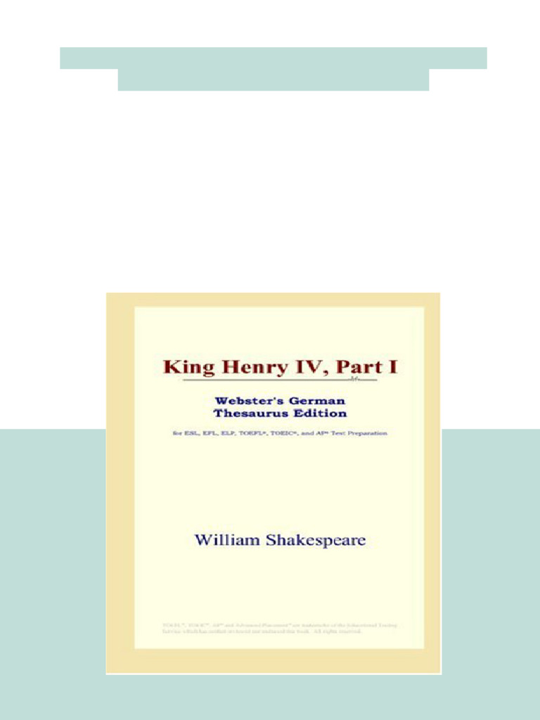 King Henry IV Part I Webster S German Thesaurus Edition William ...