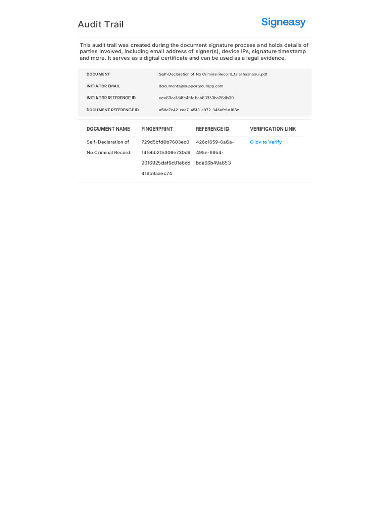 Digital Signature Audit Trail Summary | PDF | Public Key Certificate ...