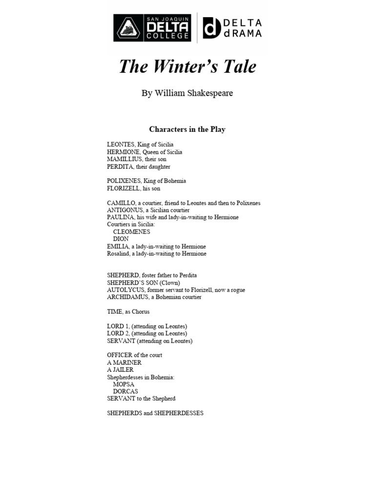 Characters of Shakespeare's The Winter's Tale | PDF