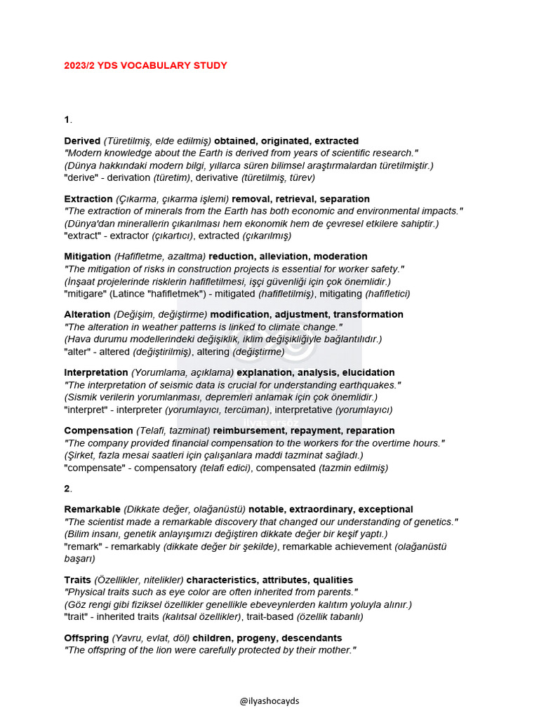 2023-2 Vocabulary Study | PDF