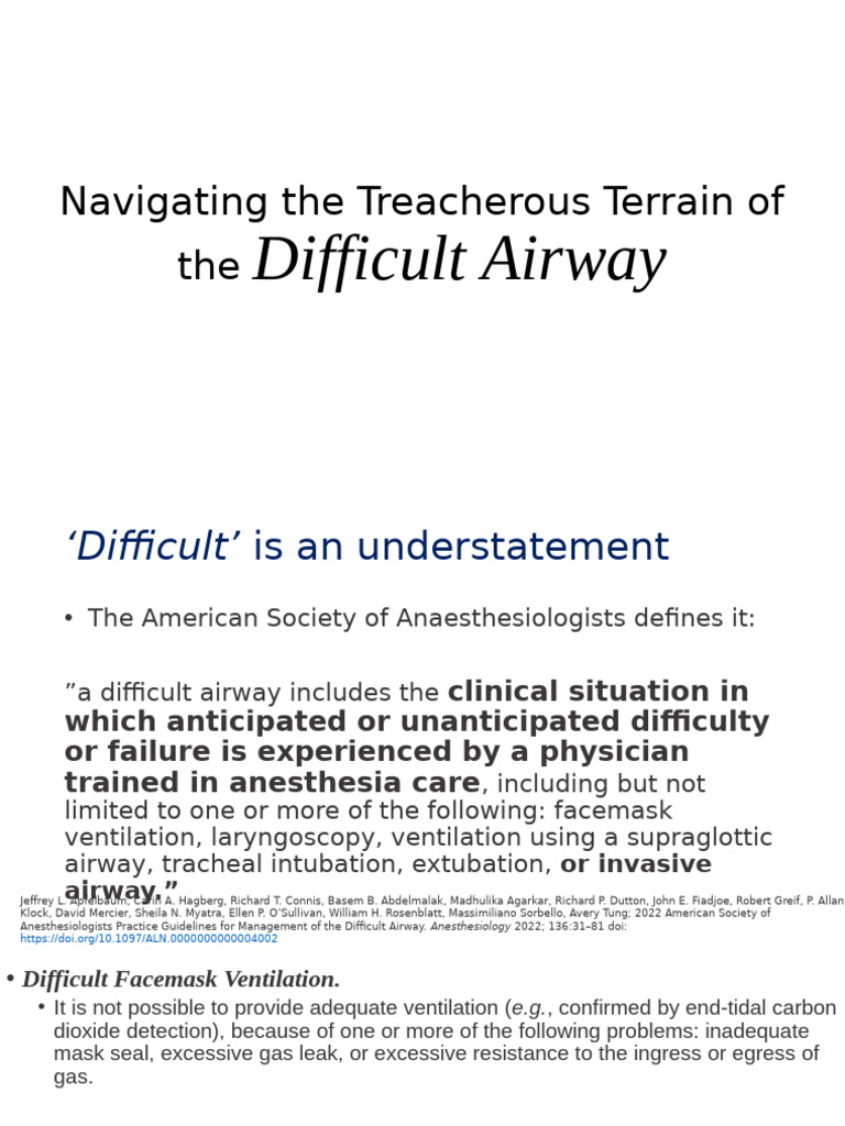 Difficult Airway Management Insights 2022 | PDF | Clinical Medicine ...