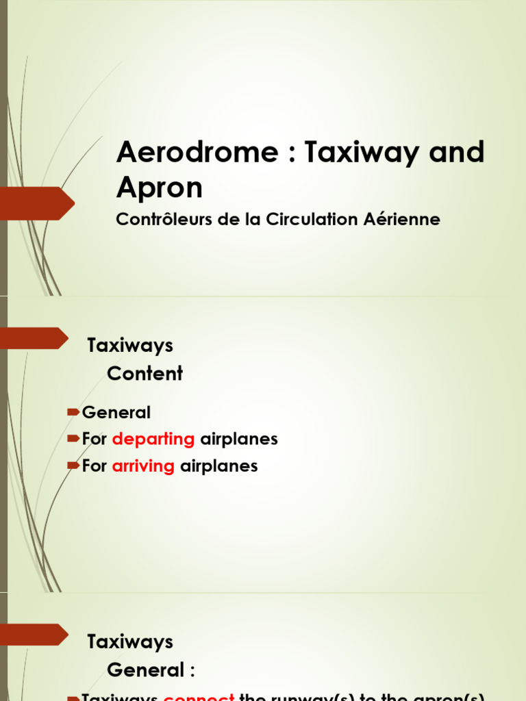 Taxiways and Apron Overview | PDF | Aircraft | Transport