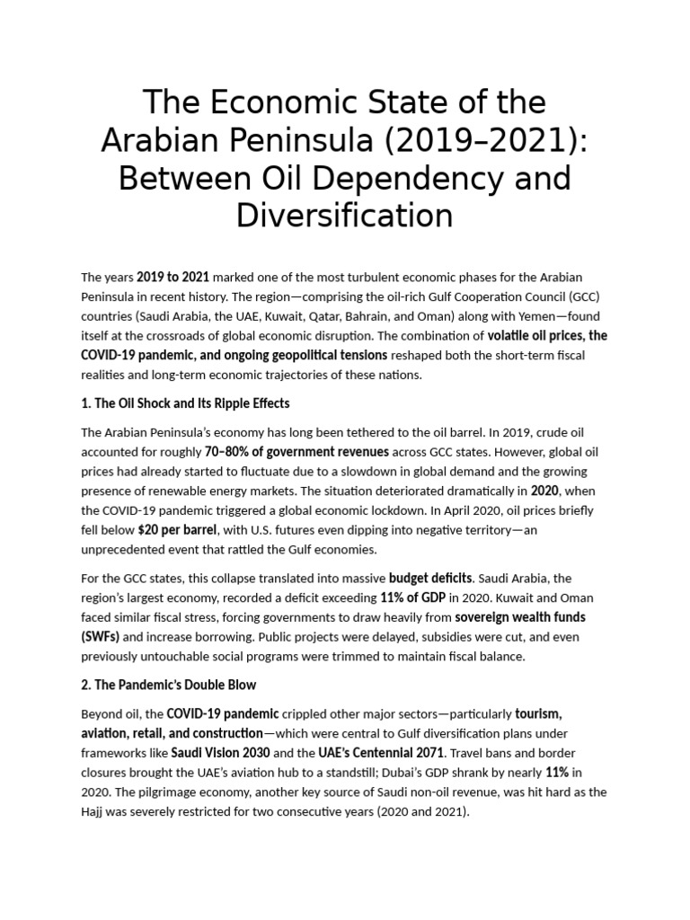 Arabian Peninsula Economy: 2019-2021 Analysis | PDF | Gulf Cooperation ...