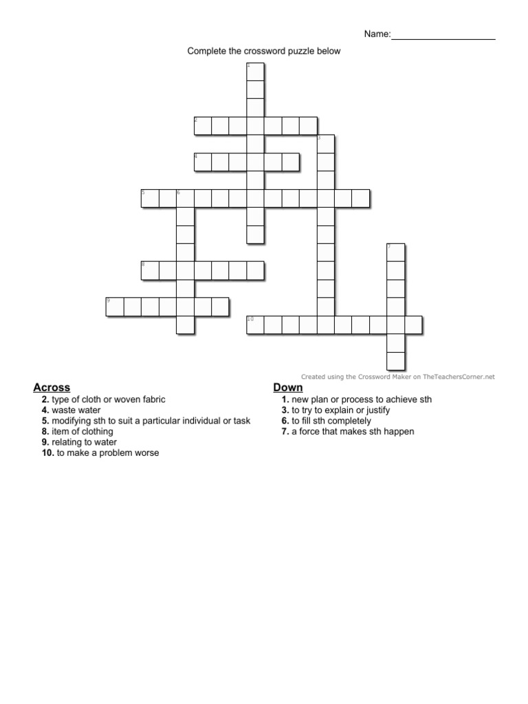 Crossword - Unit 6 Fast Fashion | PDF