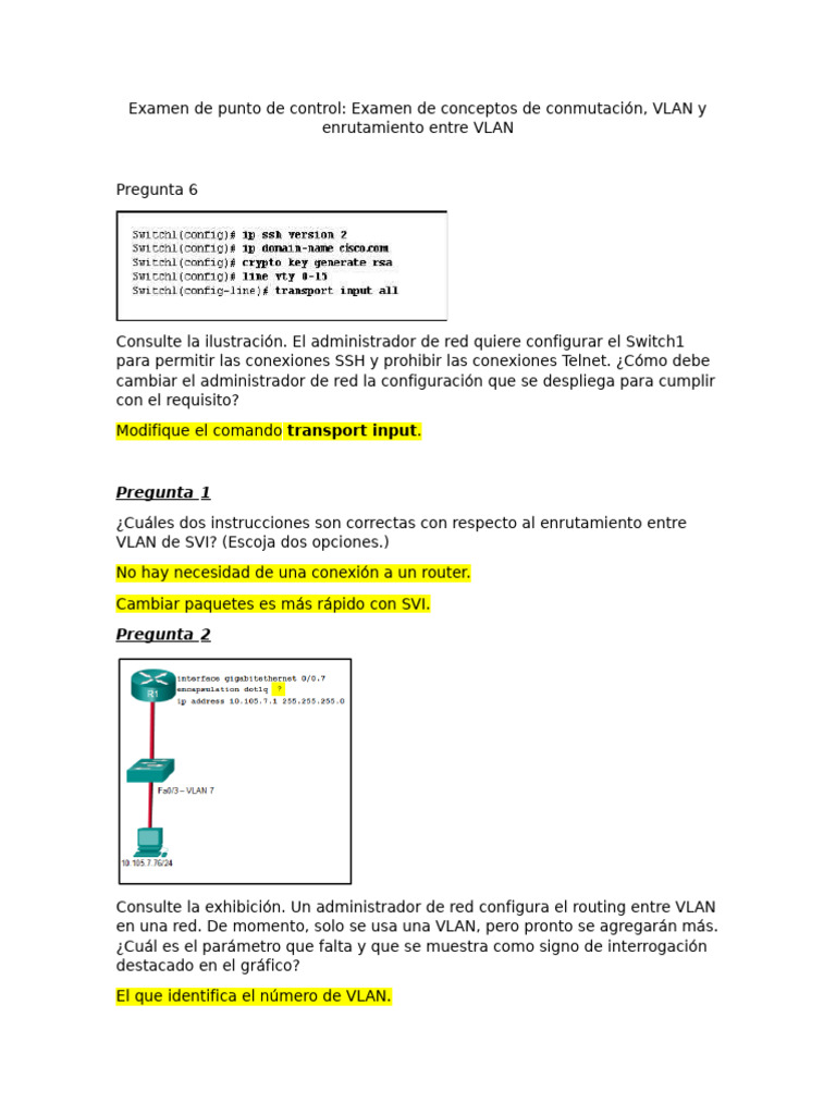 Examen de Punto de Control 1 Netacad | PDF | Conmutador de red | Enrutador (Computación)