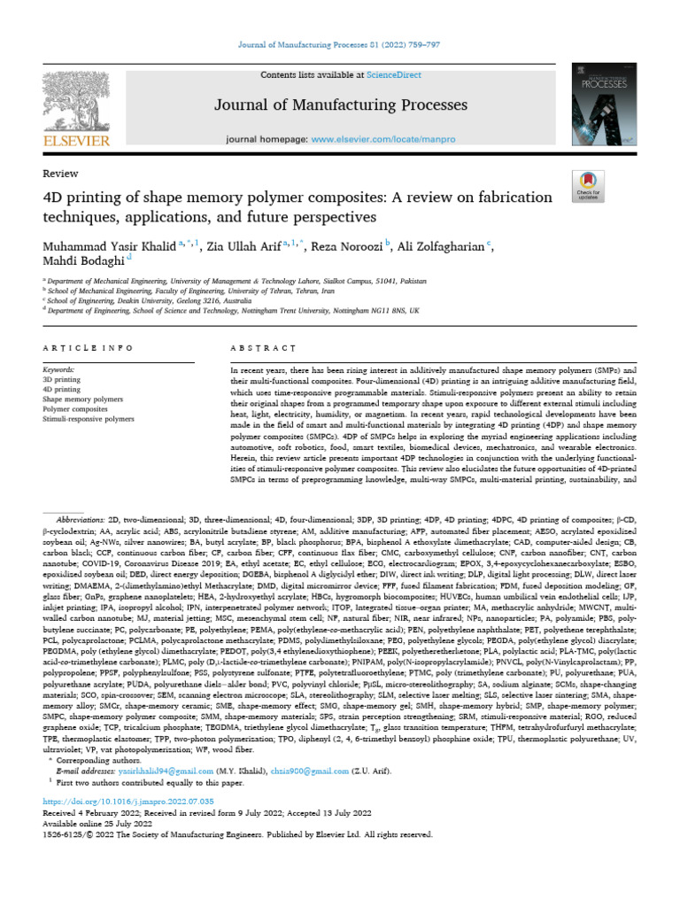 0 - 2022-4D Printing of Shape Memory Polymer Composites A Review On ...