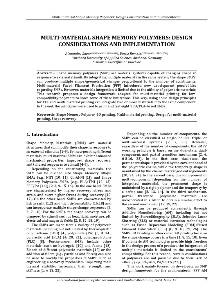 1 Pag. 7 14 Multi Material Shape Memory Polymers Design Considerations ...