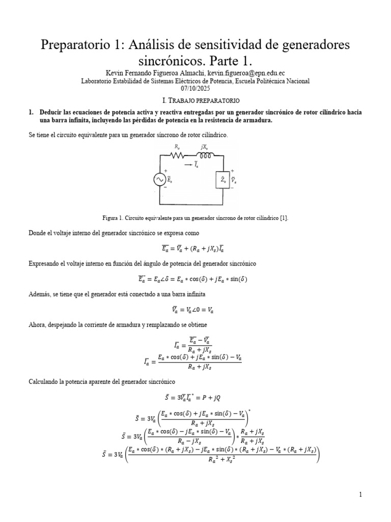Preparatorio 1 Kevin Figueroa ESEP | PDF | Generador eléctrico | Corriente eléctrica