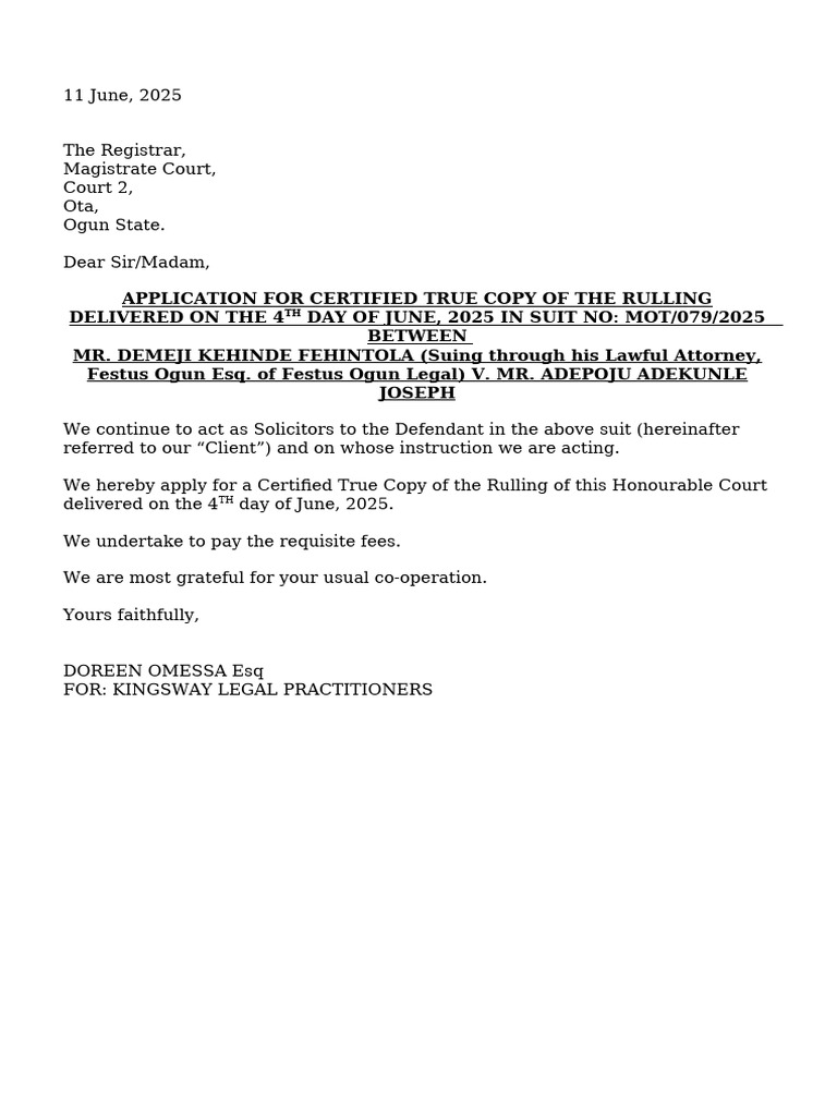 Application for Court Ruling Copy | PDF