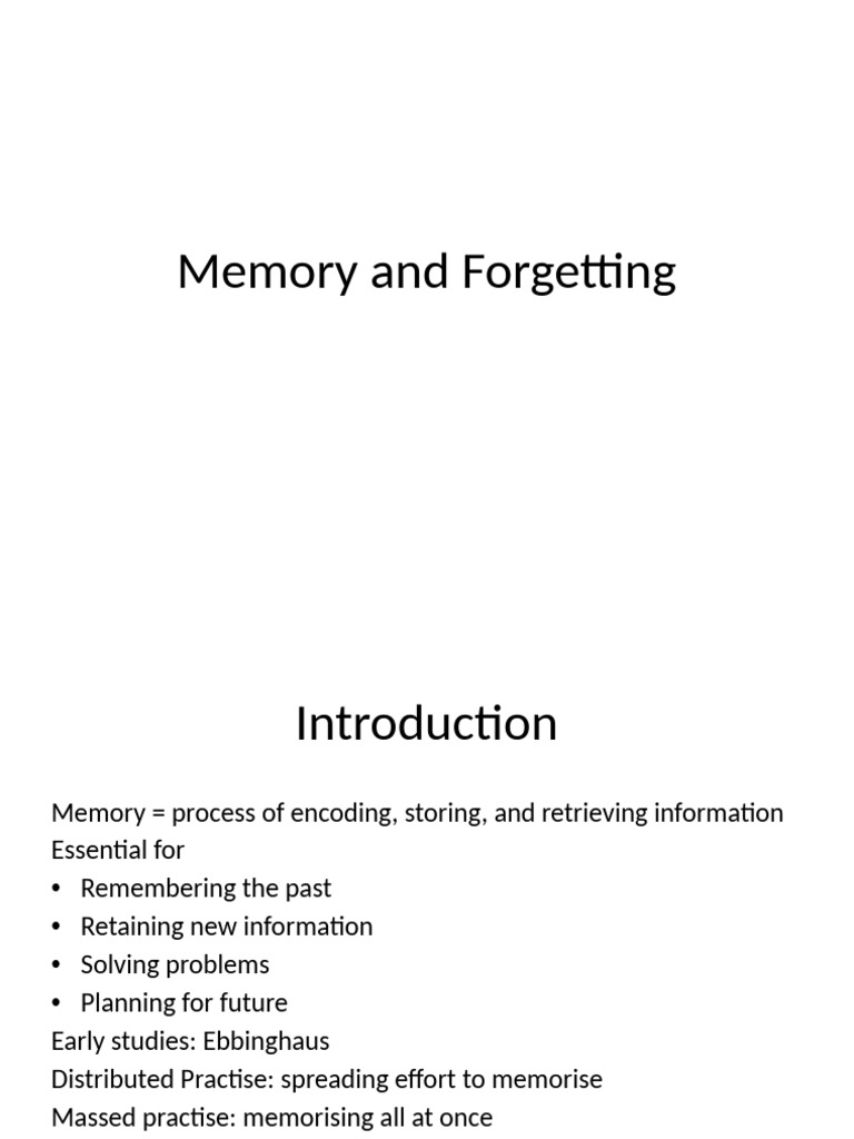 Understanding Memory and Forgetting | PDF | Memory | Recall (Memory)