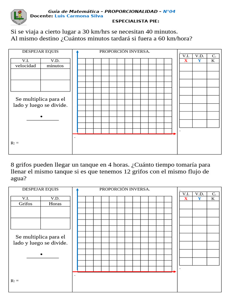 7°A - Guía de Proporcion Inversa #04 | PDF