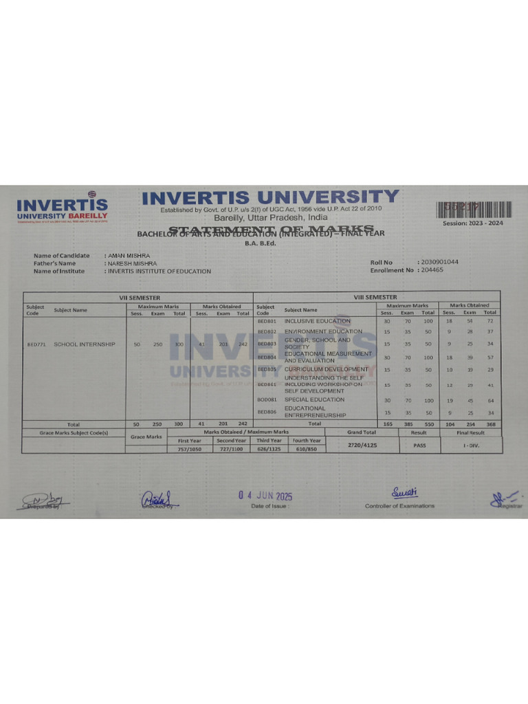 Graduate Marksheet | PDF