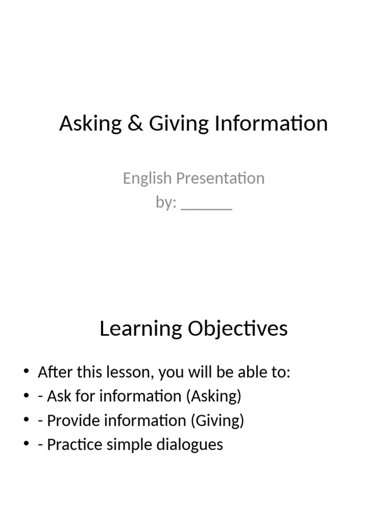 Asking Giving Information Presentation | PDF