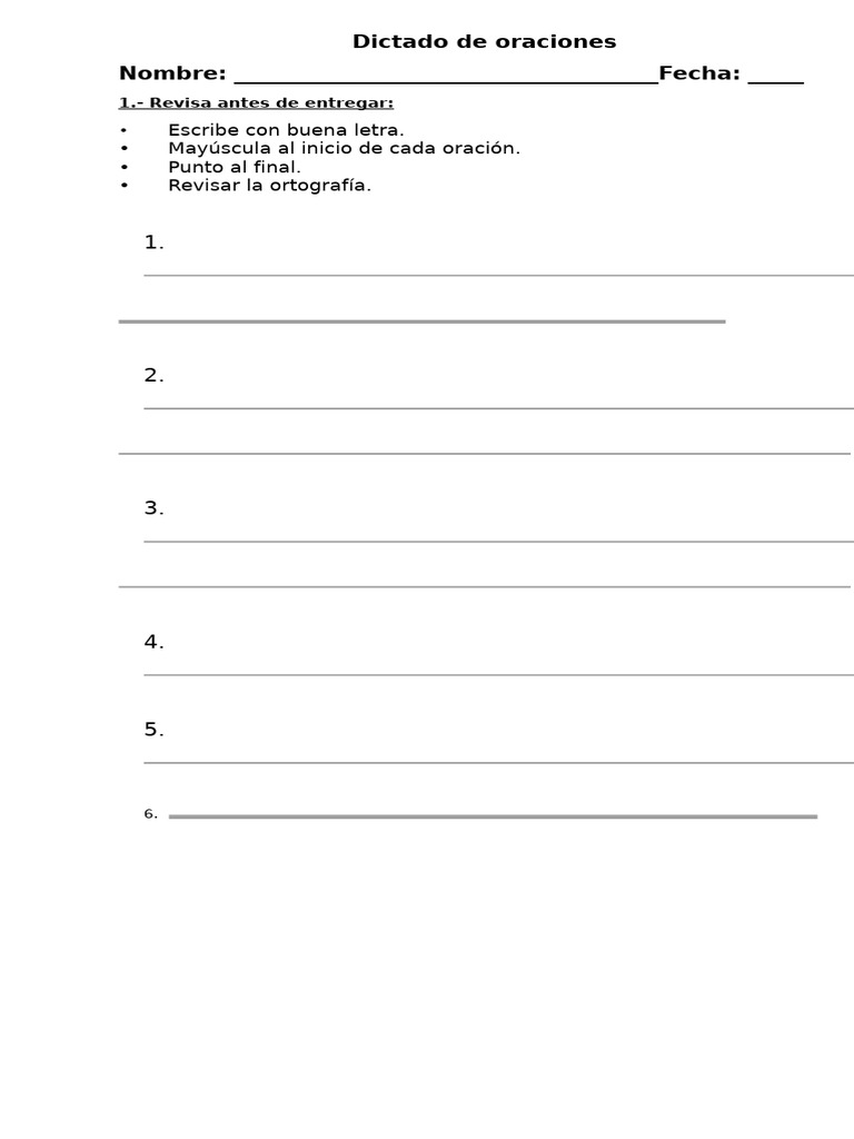 Qué es un dictado de oraciones | PDF