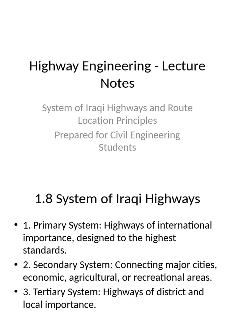 Iraqi Highways Presentation | PDF | Highway | Traffic