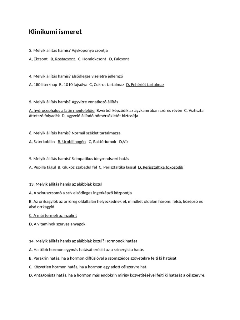 Klinikumi Ismeretek | PDF