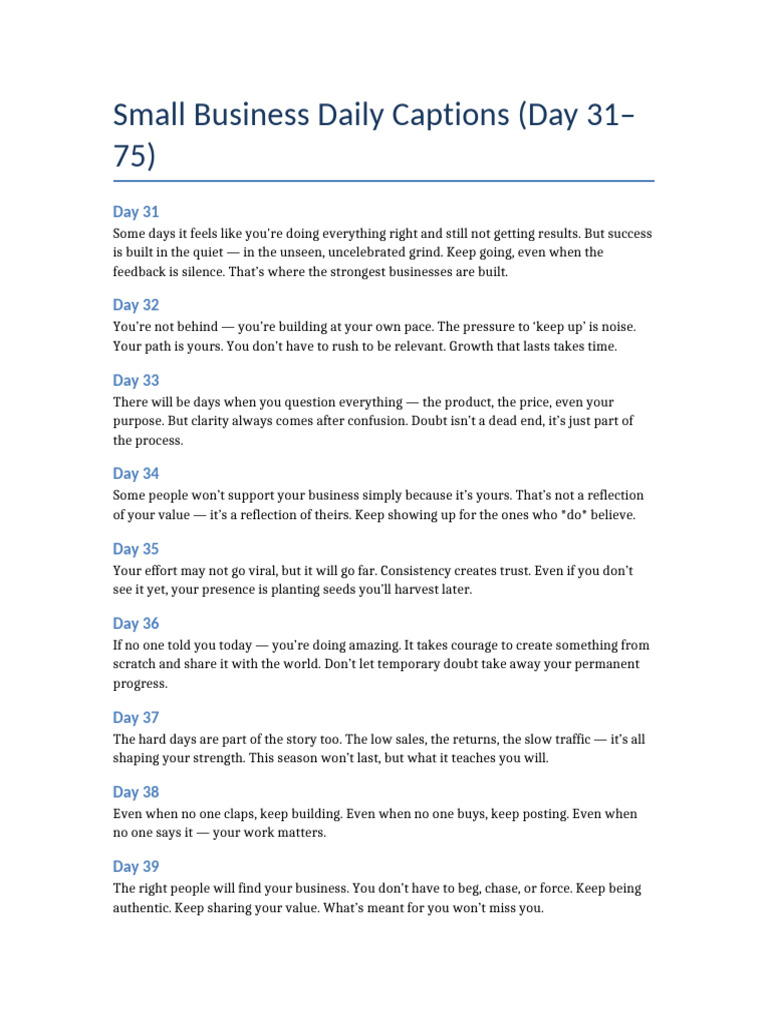 Small Business Captions Day31-75 | PDF