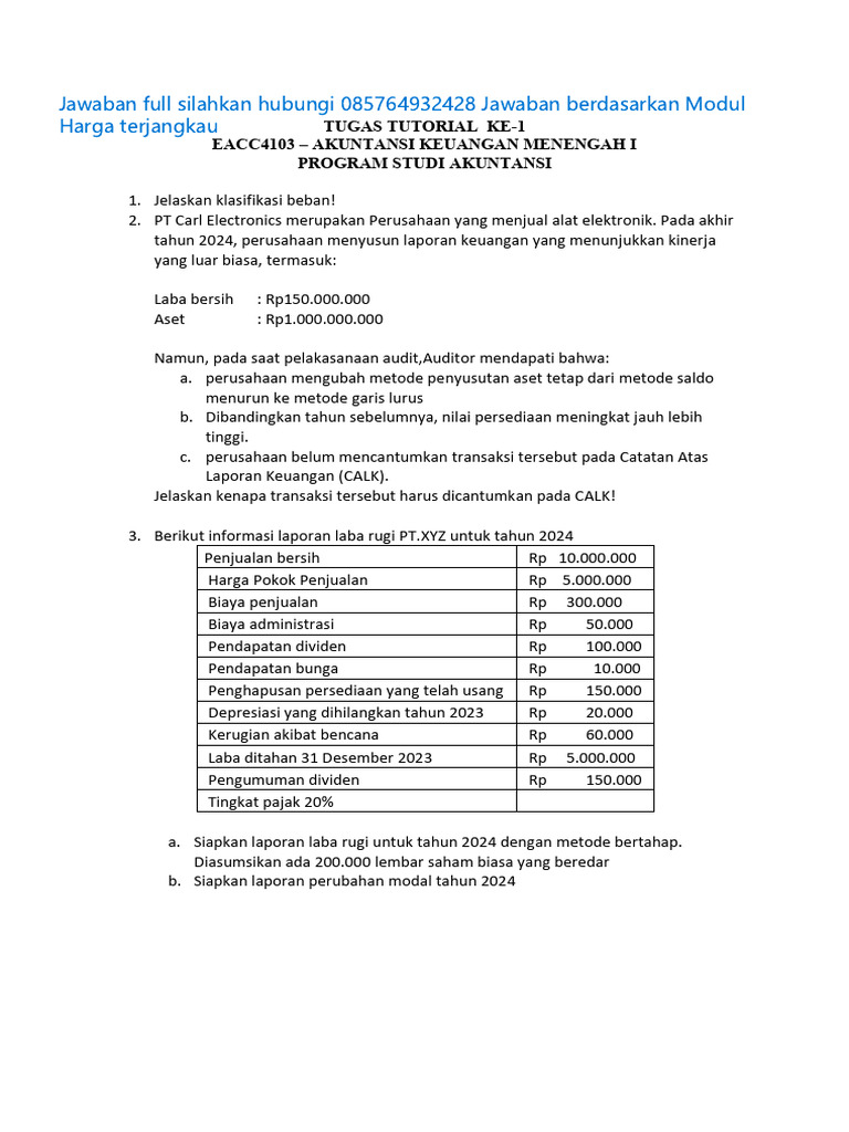 Soal Tugas 1 AKM 1 | PDF
