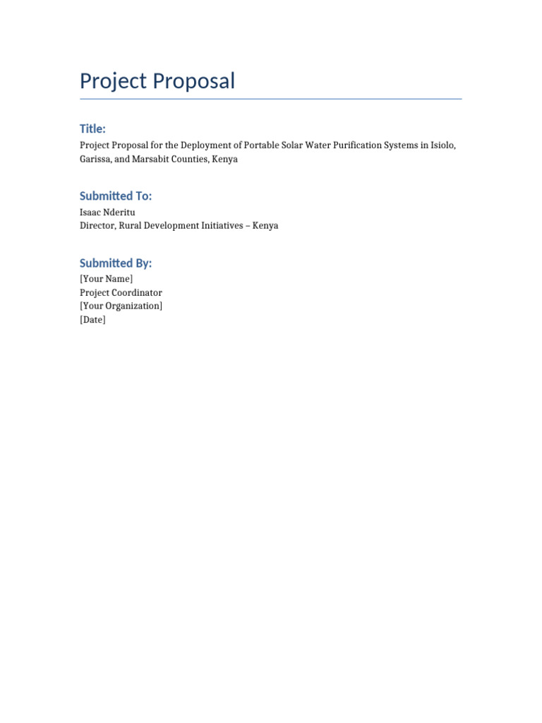 Solar Water Project Proposal With Gantt | PDF