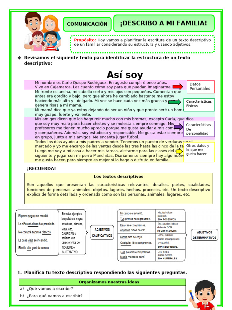 Ficha-mierc-comun-¡Describo A Mi Familia! | PDF | Adjetivo