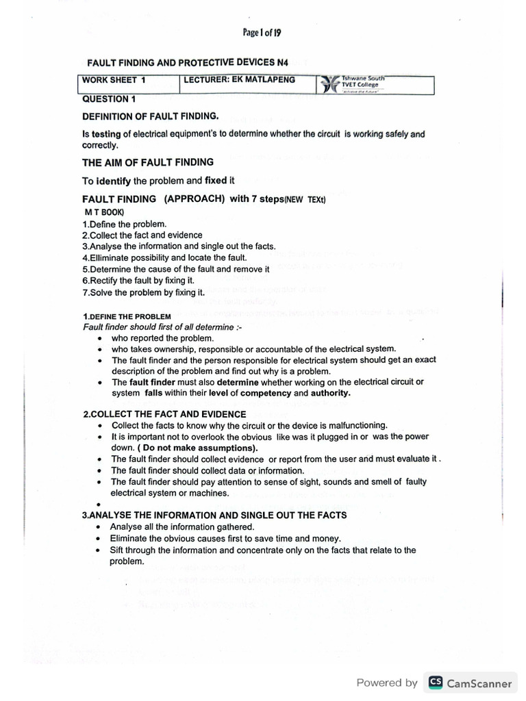 Fault Finding & Protective Devices N4 | PDF
