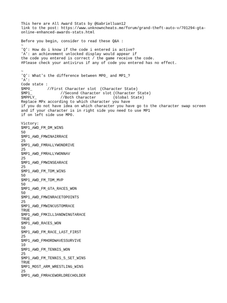 GTA V Fingerprint Cheat Sheet | PDF