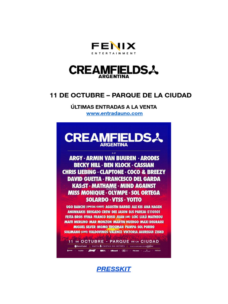 Festival Creamfields 2023 en Buenos Aires | PDF