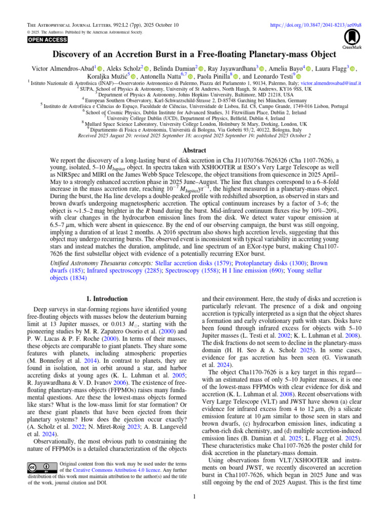Accretion Burst in Free-Floating Planet | PDF | Stars | Physical Phenomena