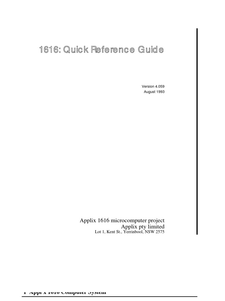Applix 1616 - Quick Reference Guide | PDF | Electrical Connector | Command Line Interface